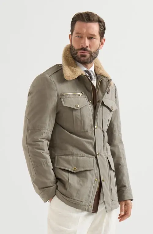 Brunello Cucinelli Waxed Techno Cotton Safari Jacket With Thermore® Padding - Medium Grey