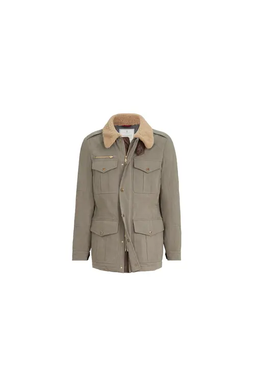 Brunello Cucinelli Waxed Techno Cotton Safari Jacket With Thermore® Padding
