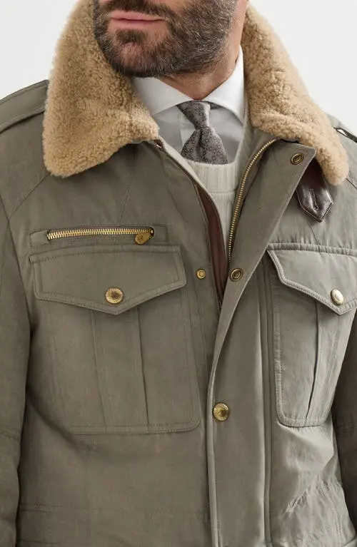 Brunello Cucinelli Waxed Techno Cotton Safari Jacket With Thermore® Padding