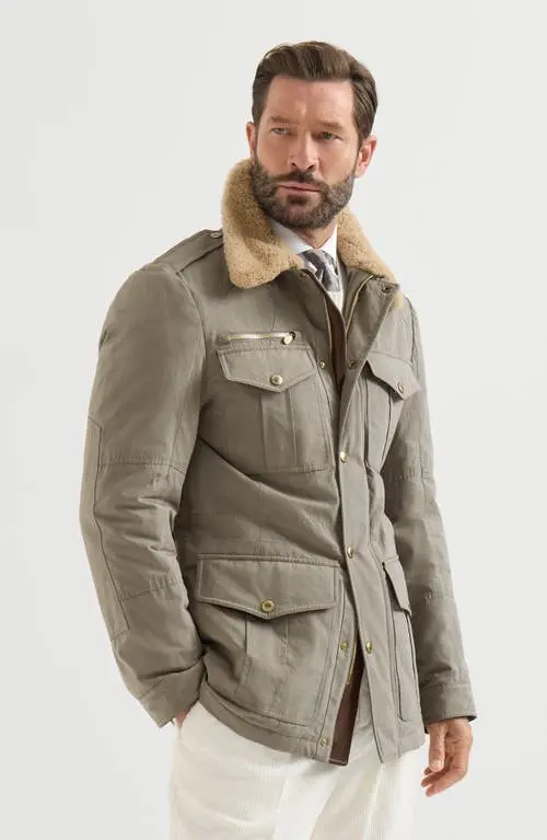 Brunello Cucinelli Waxed Techno Cotton Safari Jacket With Thermore® Padding - Medium Grey