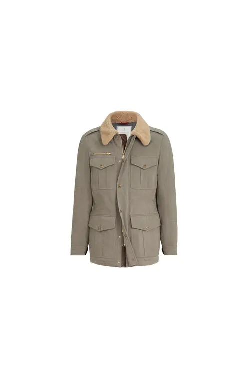 Brunello Cucinelli Waxed Techno Cotton Safari Jacket With Thermore® Padding - Medium Grey