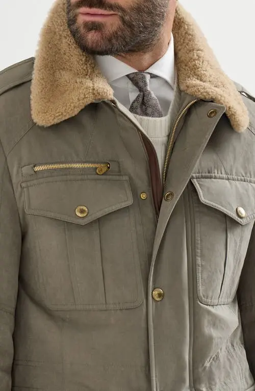 Brunello Cucinelli Waxed Techno Cotton Safari Jacket With Thermore® Padding - Medium Grey
