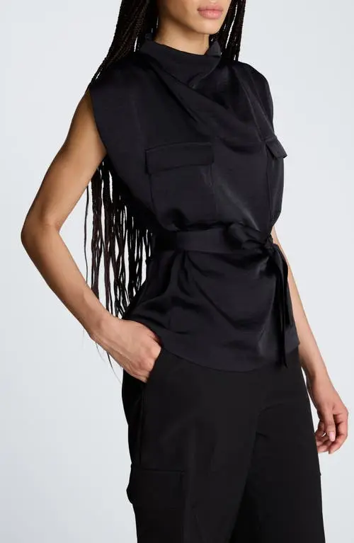 KENNETH COLE Cowl Neck Hammered Satin Top