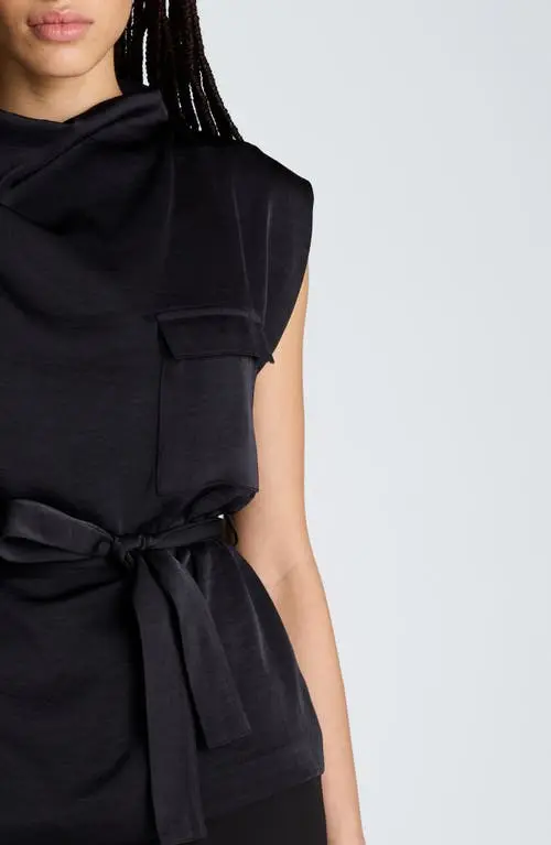 KENNETH COLE Cowl Neck Hammered Satin Top