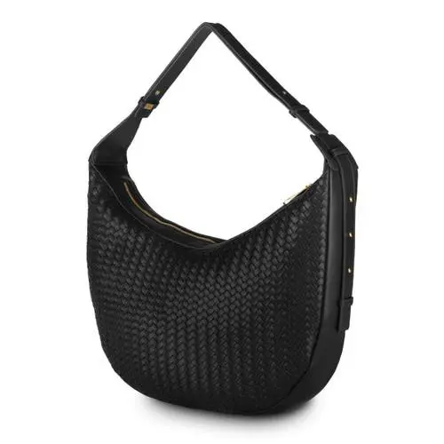 YOUZEY Crescent Woven Shoulder Bag - Black