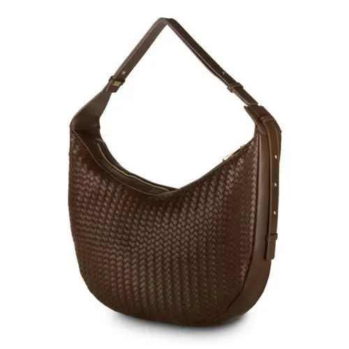 YOUZEY Crescent Woven Shoulder Bag - Brown