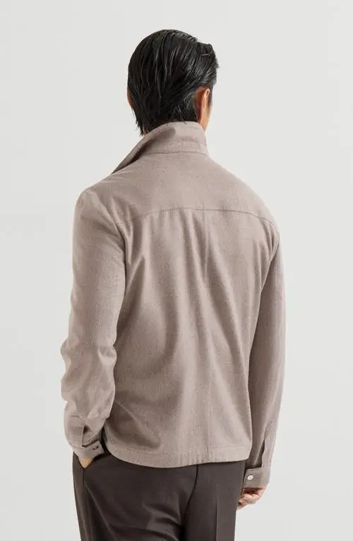 Brunello Cucinelli Lightweight Cashmere Flannel Outerwear Jacket - Light Brown