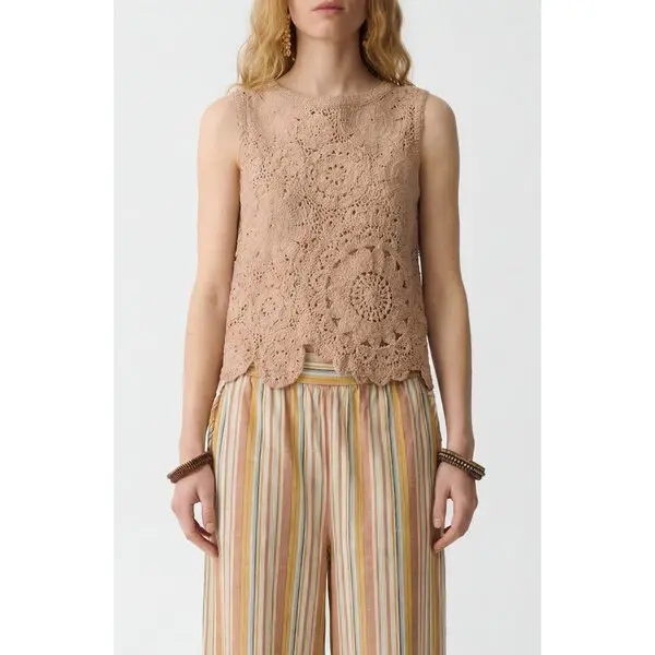 PER UNA BY M&S Crochet Knit Vest - Beige