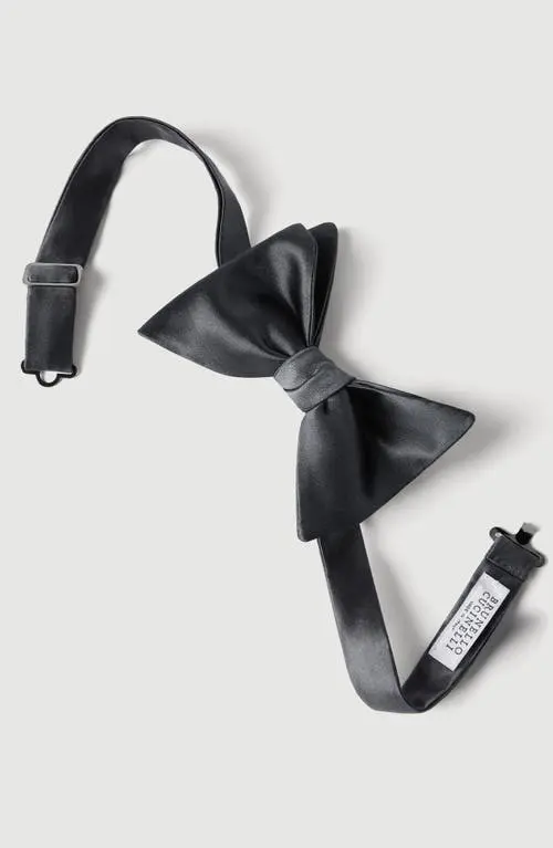 Brunello Cucinelli Cotton And Silk Satin Bow Tie - Anthracite