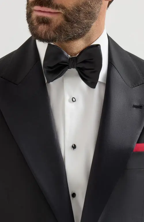 Brunello Cucinelli Cotton And Silk Satin Bow Tie - Black
