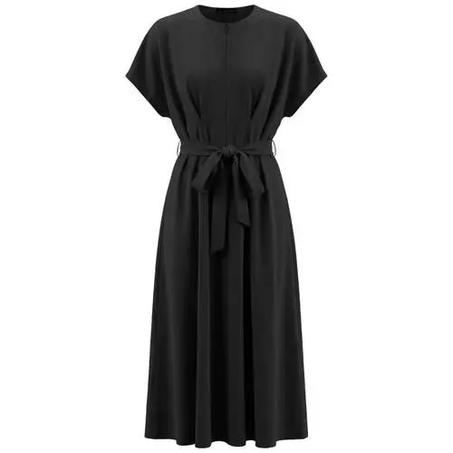LA ENCEINTE Techno Knife Pleat Elastic Waist Midi Jumper - Black