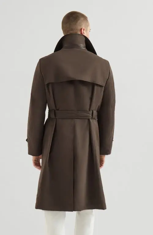 Brunello Cucinelli Water-resistant Microfiber Trench Coat With Nappa Leather Inserts