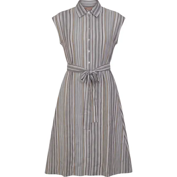 BIRCH Linen Striped Midi Shirt Jumper - Stone