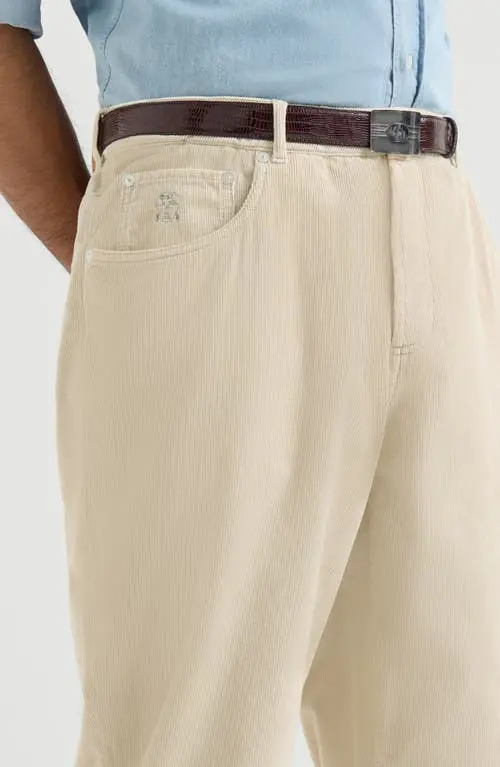 Brunello Cucinelli Garment-dyed Narrow Wale Corduroy Trousers - Sand