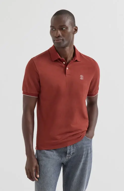 Brunello Cucinelli Cotton Piqué Polo Shirt With Logo - Grey