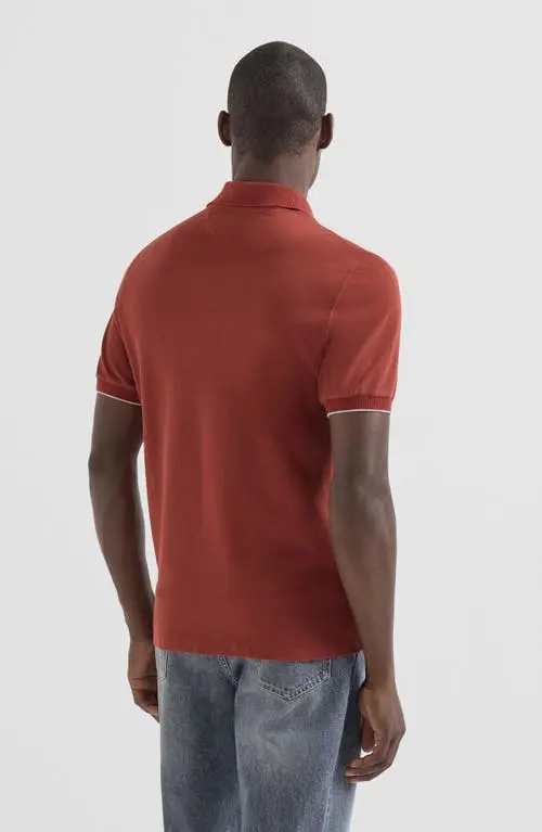 Brunello Cucinelli Cotton Piqué Polo Shirt With Logo - Grey