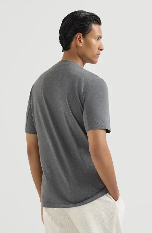 Brunello Cucinelli Cotton Jersey Crew Neck T-shirt With Print - Anthracite