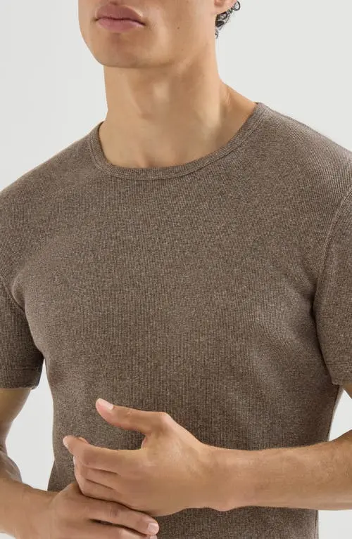 Brunello Cucinelli Denim-effect Ribbed Cotton Jersey Crew Neck T-shirt - Brown