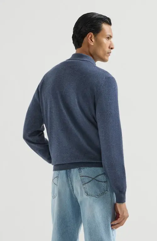 Brunello Cucinelli Cashmere Knit Polo Shirt - Denim