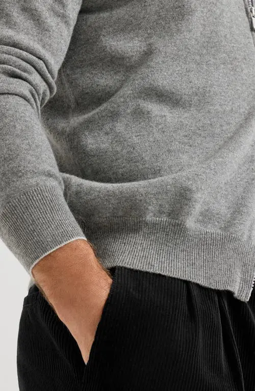 Brunello Cucinelli Cashmere High-neck Zipper Cardigan - Dark Grey