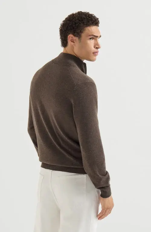 Brunello Cucinelli Cashmere High-neck Zipper Cardigan - Light Grey