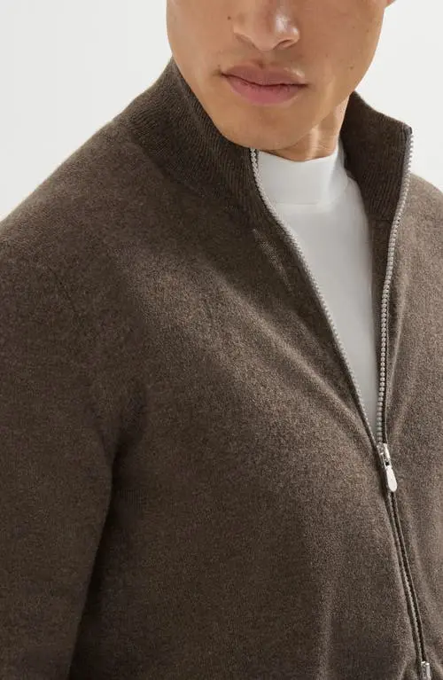 Brunello Cucinelli Cashmere High-neck Zipper Cardigan - Light Grey