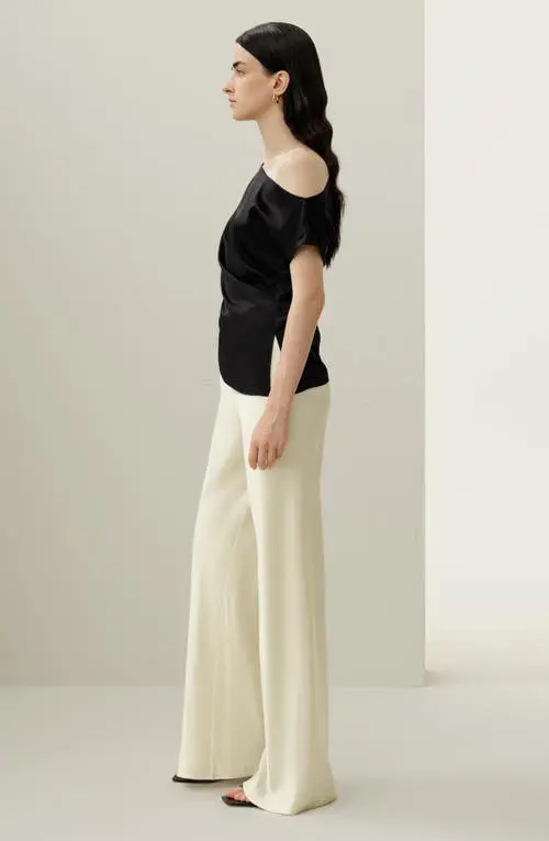 Lilysilk Stretch Silk Charmeuse Asymmetric Top - Black
