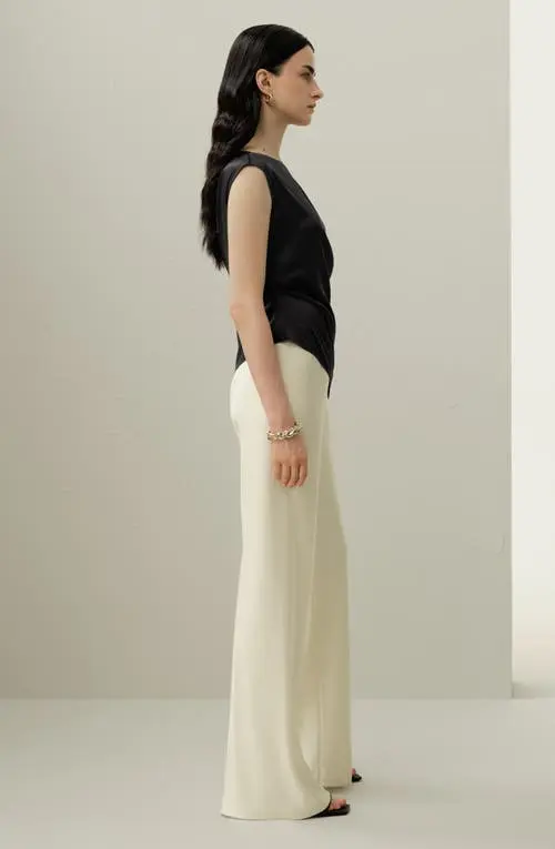 Lilysilk Stretch Silk Charmeuse Asymmetric Top - Black