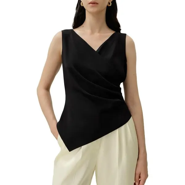 Lilysilk Lise V-neck Silk Top - Black
