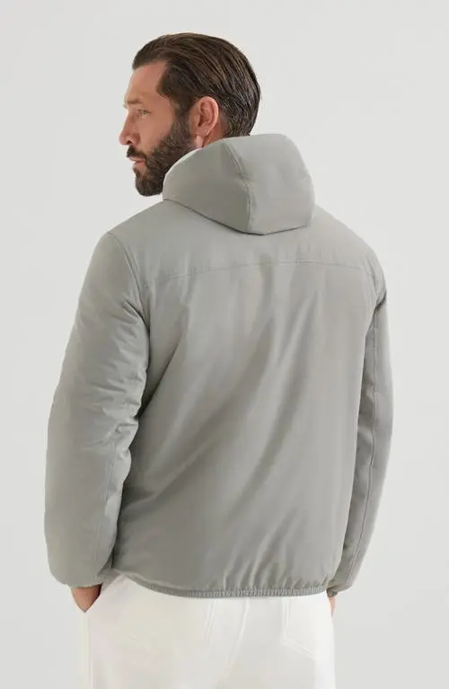 Brunello Cucinelli Bonded Nylon Hooded Zip-up Jacket With Thermore® Padding And Logo
