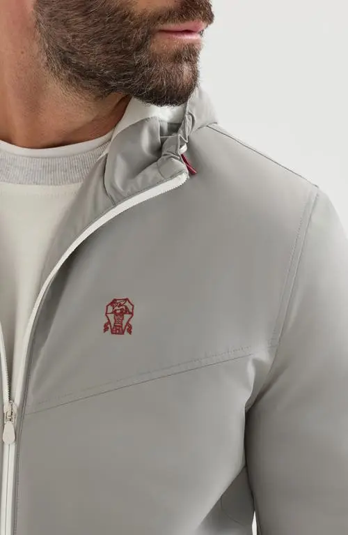 Brunello Cucinelli Bonded Nylon Hooded Zip-up Jacket With Thermore® Padding And Logo