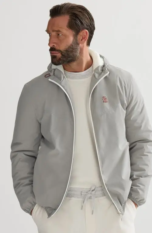 Brunello Cucinelli Bonded Nylon Hooded Zip-up Jacket With Thermore® Padding And Logo