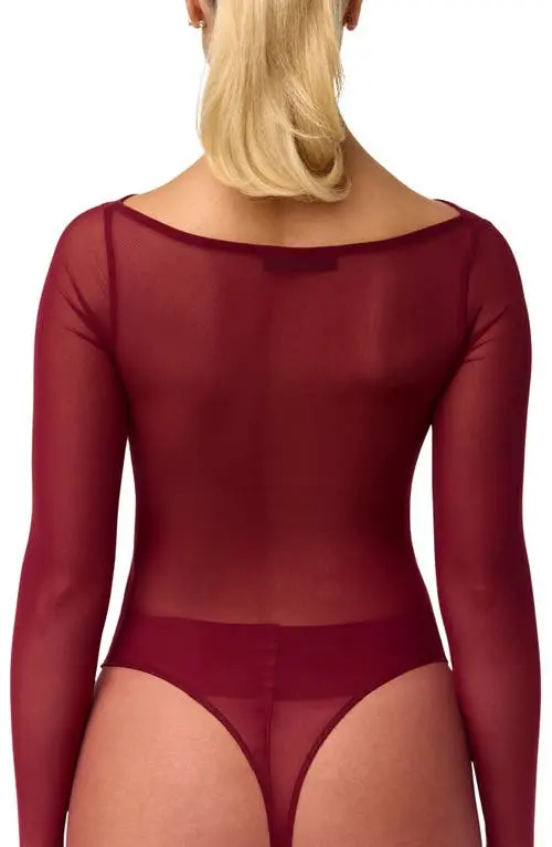 Naked Wardrobe Long Sleeve Mesh Bodysuit