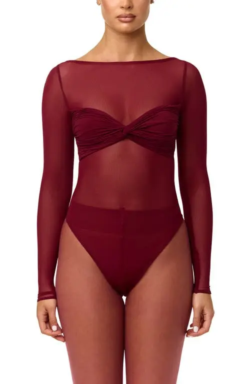 Naked Wardrobe Long Sleeve Mesh Bodysuit