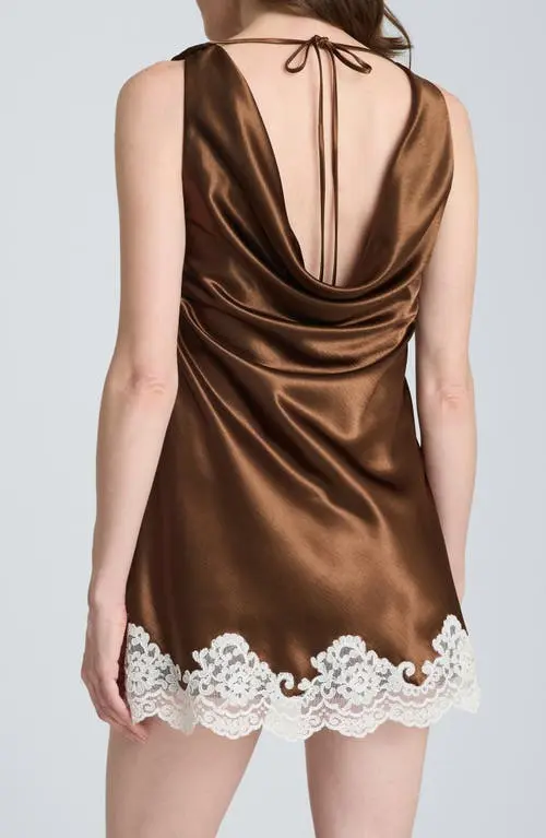 KENNETH COLE Satin Lace Trim Mini Dress