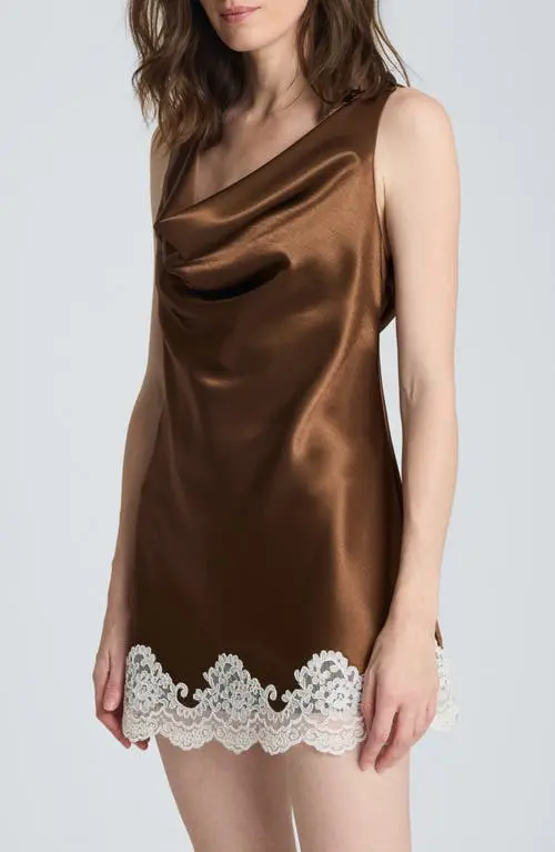KENNETH COLE Satin Lace Trim Mini Dress