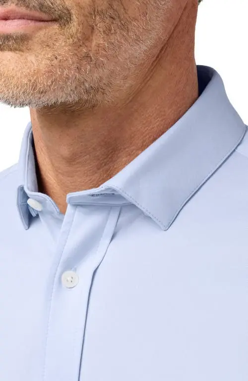 Mizzen+main Newport Solid Short Sleeve Knit Cotton Blend Button-up Shirt