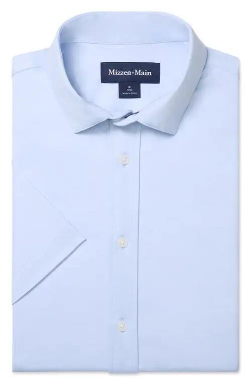Mizzen+main Newport Solid Short Sleeve Knit Cotton Blend Button-up Shirt