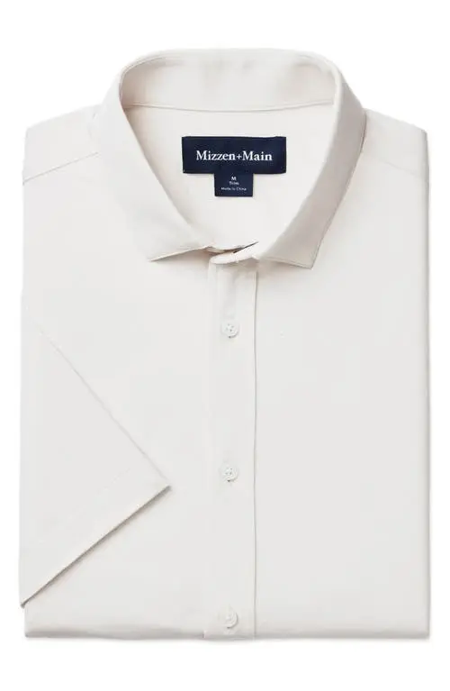 Mizzen+main Newport Solid Short Sleeve Knit Cotton Blend Button-up Shirt