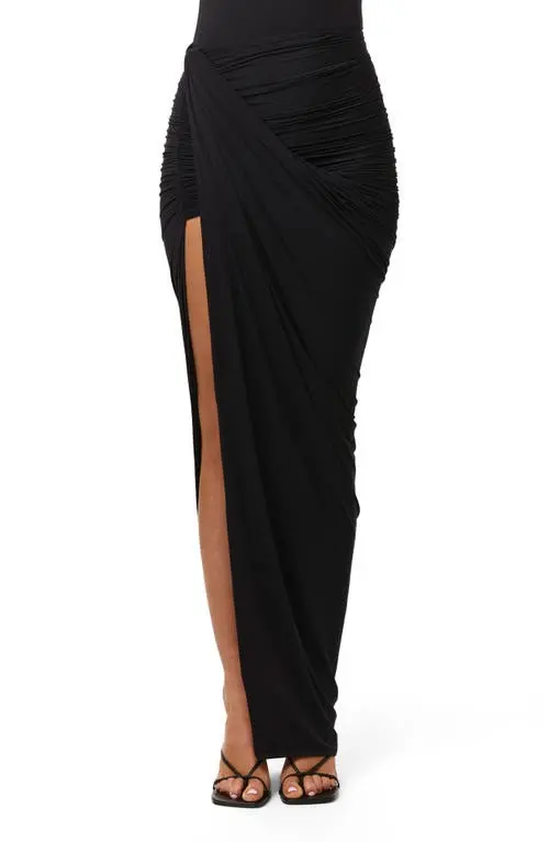 Naked Wardrobe High Slit Maxi Skirt - Black