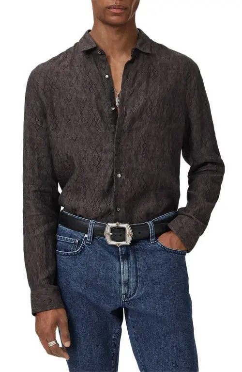 John Varvatos Thompsom Linen Button-up Shirt - Black