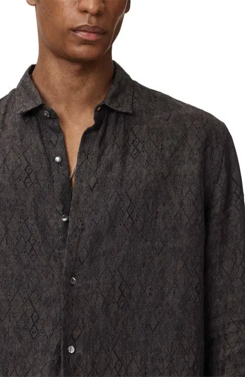 John Varvatos Thompsom Linen Button-up Shirt - Black