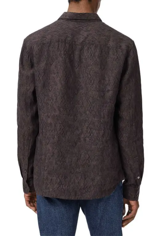 John Varvatos Thompsom Linen Button-up Shirt - Black