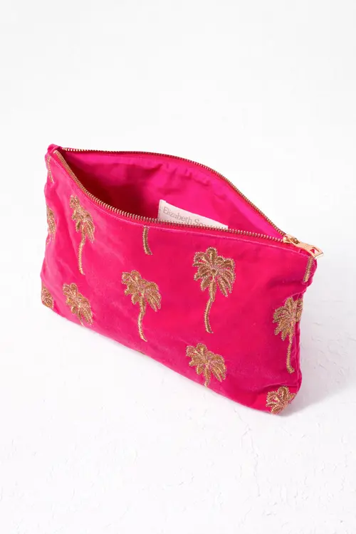 ELIZABETH SCARLETT Gold Palm Velvet Everyday Pouch