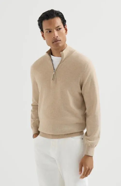 Brunello Cucinelli Cashmere Half-zip Sweater - Brown