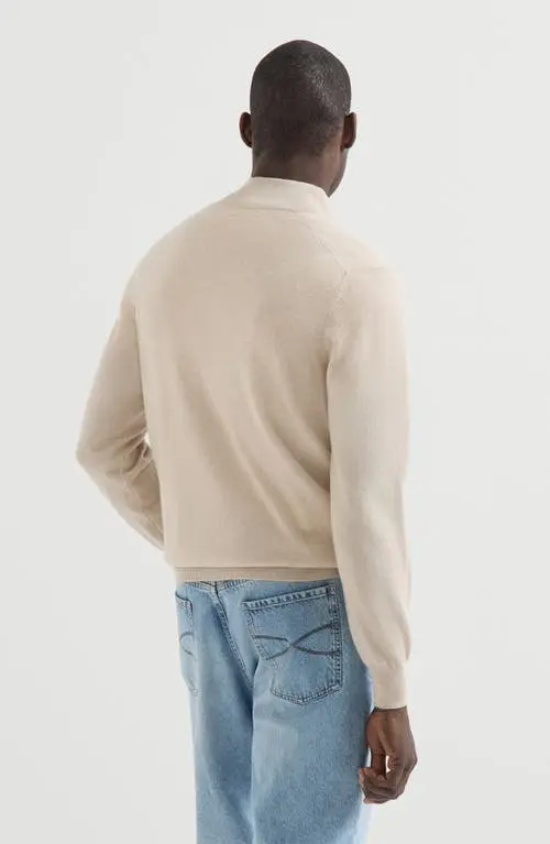 Brunello Cucinelli Cashmere Half-zip Sweater - Sand
