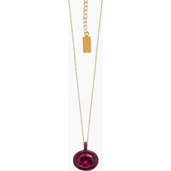 JOIANA JEWELRY Tailored Birthstone Necklace With Oval Stone And Enamel Bezel - Ruby/gold