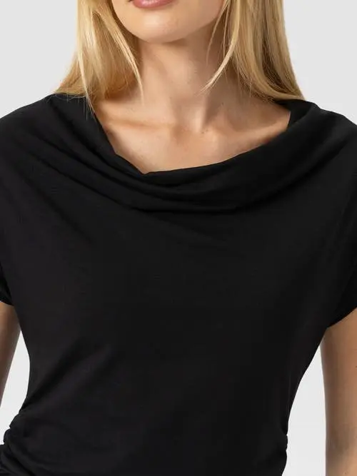 SAINT + SOFIA Laurie Cowl Neck Midi Dress