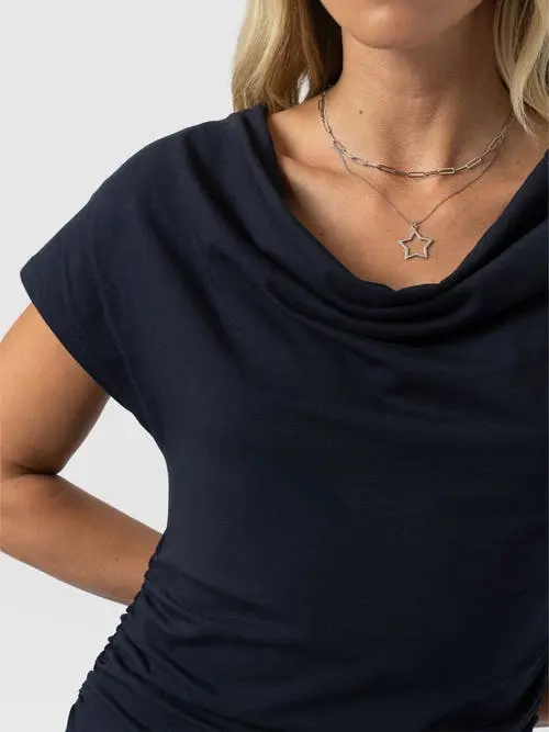 SAINT + SOFIA Laurie Cowl Neck Dress