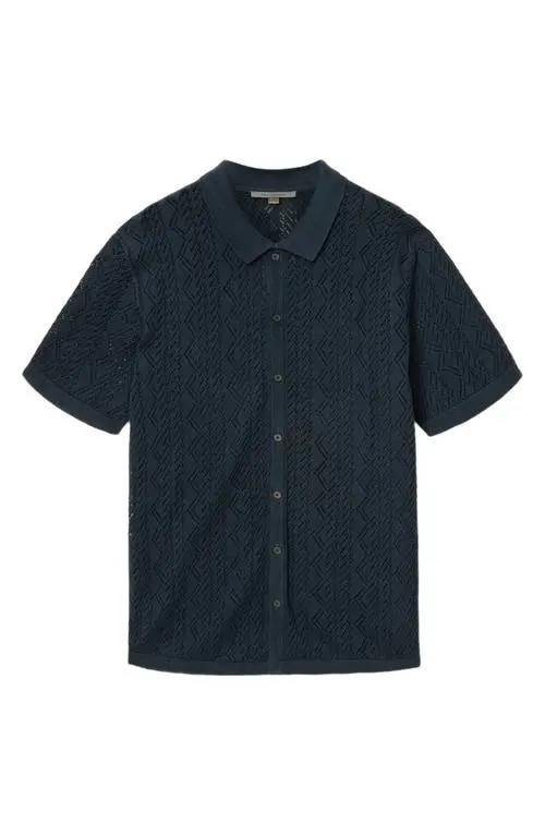 John Varvatos Emil Pointelle Knit Cardigan - Navy